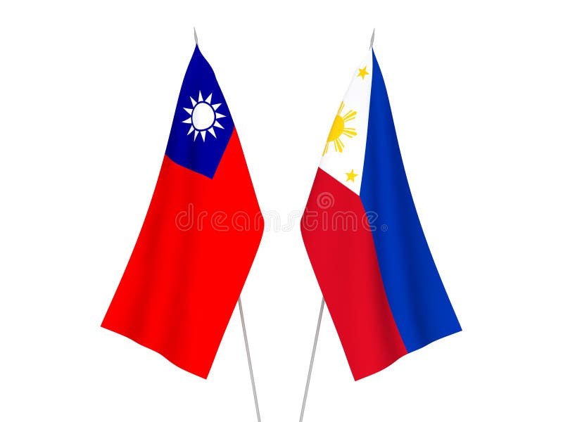 Taiwan and Philippines Two Flags Textile Cloth 3D Rendering Stock ...