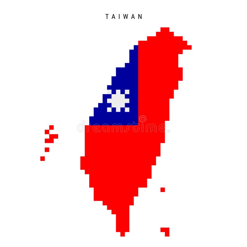 Taiwan Pixel Flag Map Icon. Flat Vector Illustration Isolated on White ...