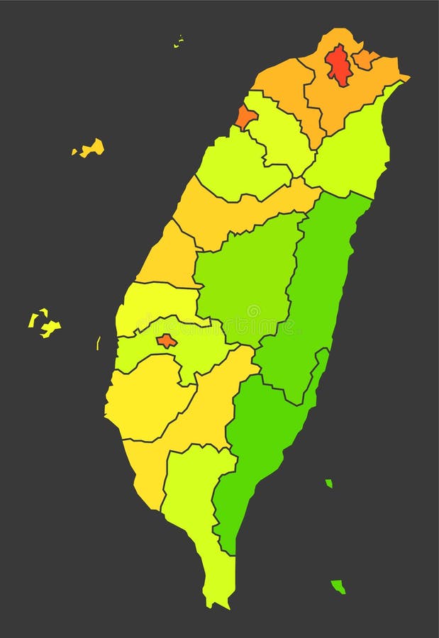 Taiwan Population Heat Map As Color Density Illustration Stock ...