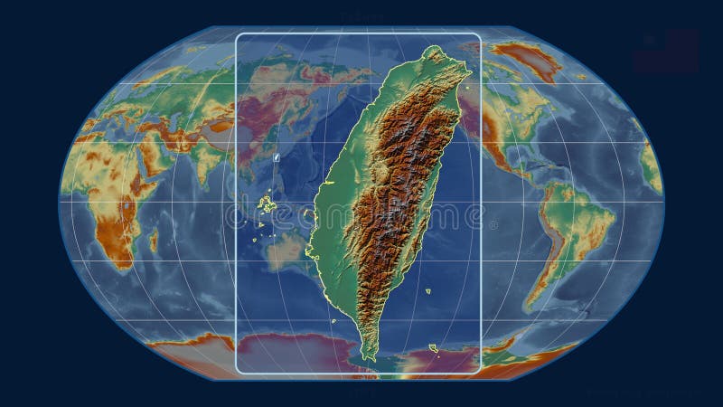 Taiwan - Relief. Country and Globe, Composition Stock Illustration ...