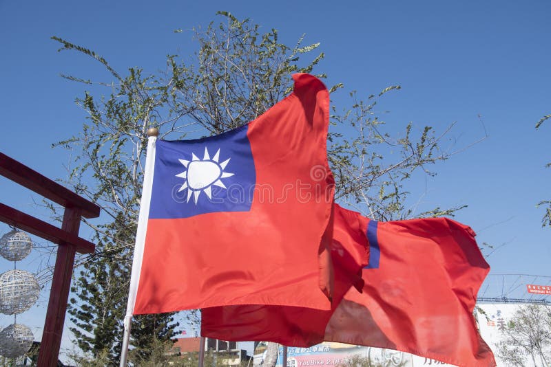 Taiwan Republic of China Flags Blowing in Wind Editorial Photography ...