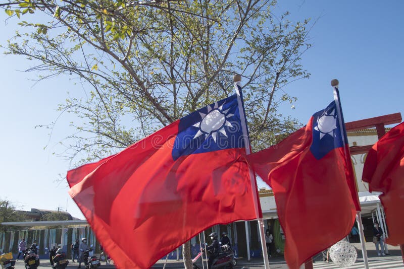 Taiwan Republic of China Flags Blowing in Wind Editorial Stock Photo ...