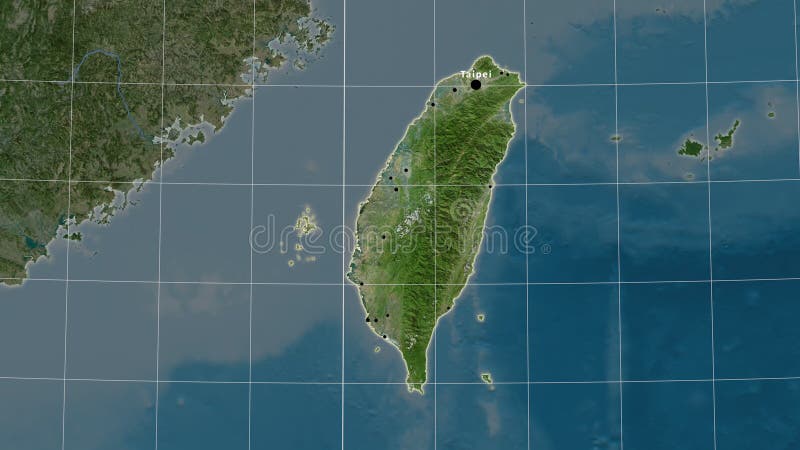 Taiwan - Satellite. Composition, Borders Stock Illustration ...