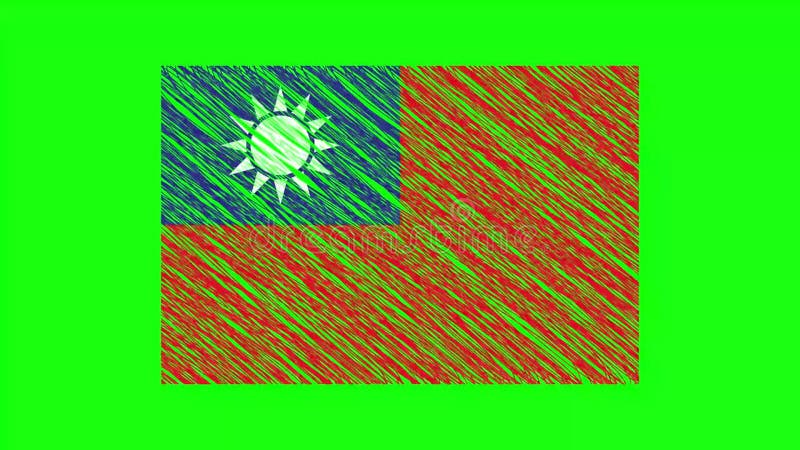 Taiwan Scribble Animation on Green Screen Background. Looping Seamless ...