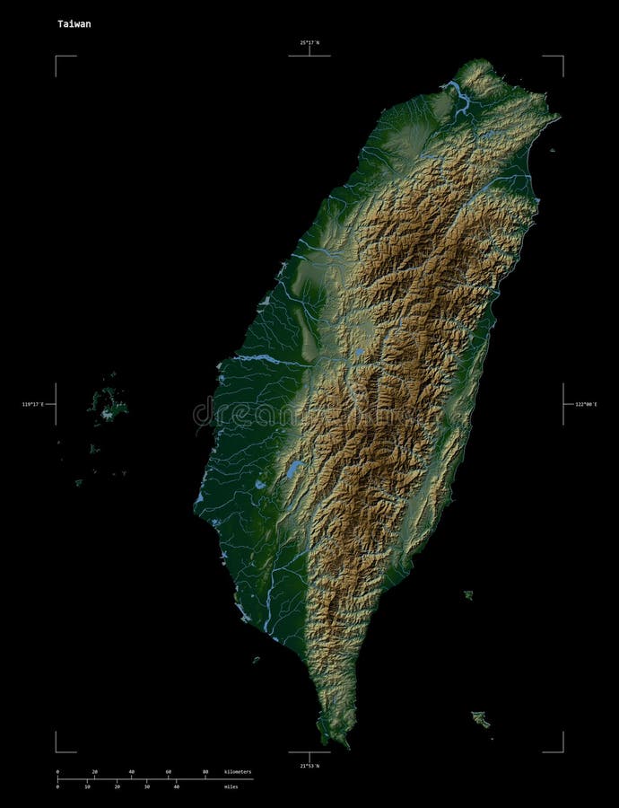 Taiwan Shape on Black. Physical Stock Illustration - Illustration of ...