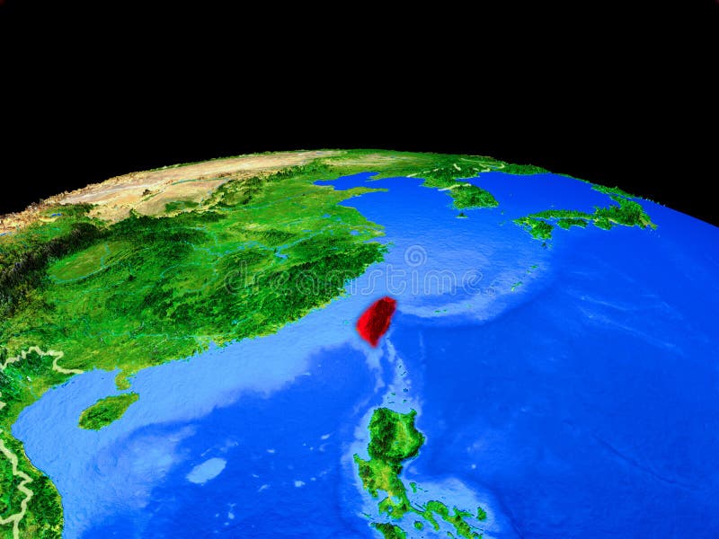 Taiwan on Earth from space stock illustration. Illustration of ...