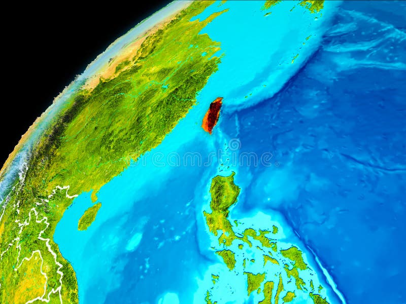 Taiwan from orbit stock illustration. Illustration of taiwan - 119416184