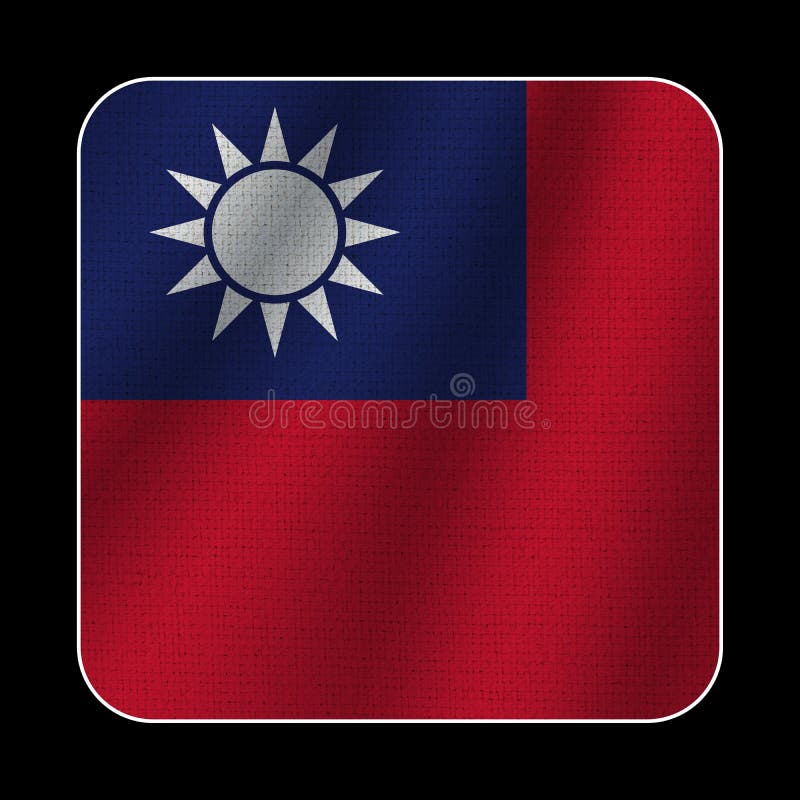Taiwan Square Flag, Fabric Pattern Texture, Black Background, 3D ...