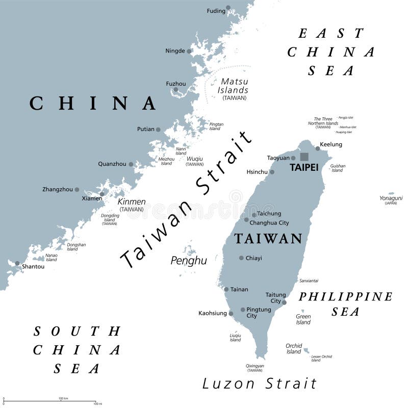 Taiwan Strait, Separating Taiwan and Continental Asia, Gray Political ...