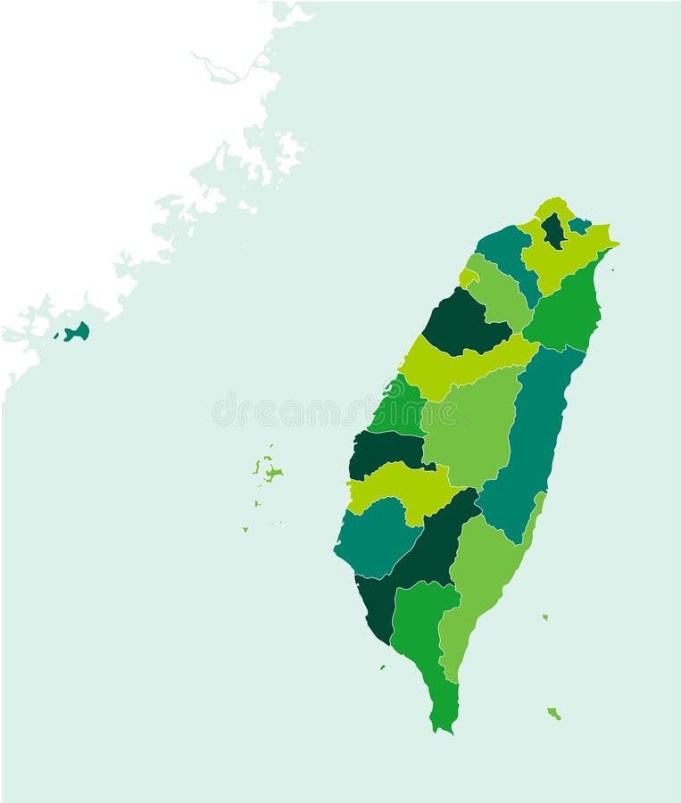 Taiwan and Taiwan Strait Map Illustration Stock Vector - Illustration ...