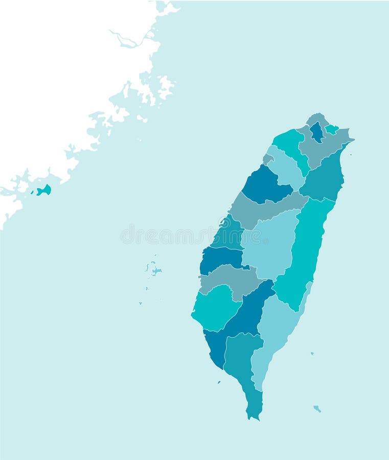 Taiwan and Taiwan Strait Map Illustration Stock Vector - Illustration ...