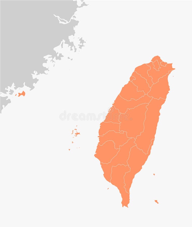 Taiwan and Taiwan Strait Map Illustration Stock Vector - Illustration ...