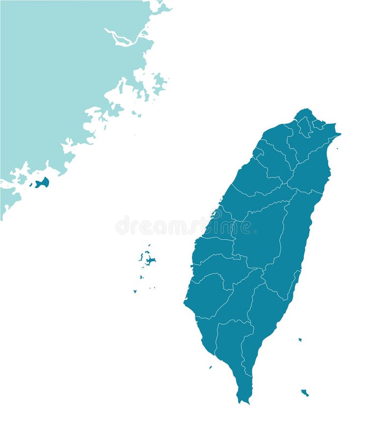 Taiwan and Taiwan Strait Map Illustration Stock Vector - Illustration ...