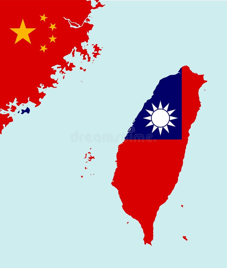 Taiwan and Taiwan Strait Map Illustration Stock Vector - Illustration ...