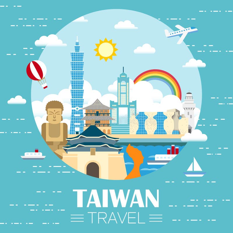 Taiwan Travel Poster Design Stock Illustration - Illustration of ...