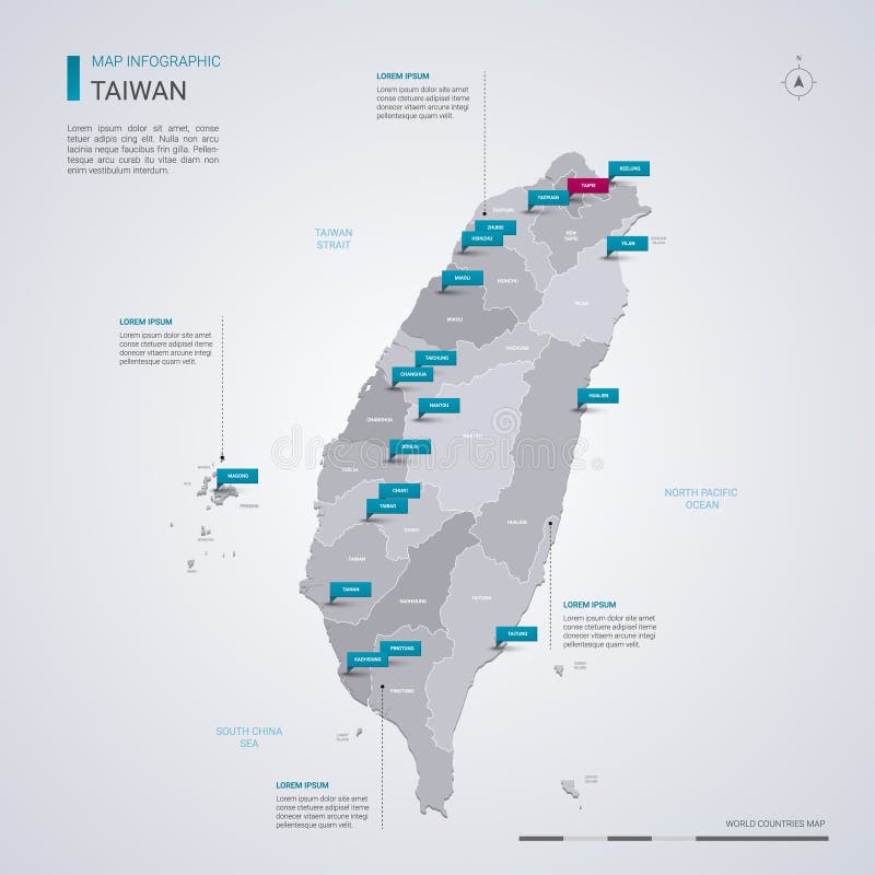 Taiwan - Infographic Map and Flag - Detailed Vector Illustration Stock ...