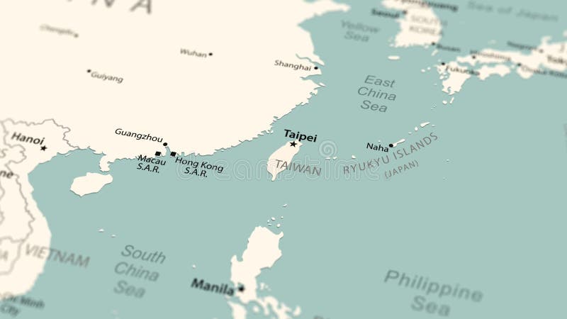 Taiwan on the World Map. Smooth Map Rotation Stock Footage - Video of ...