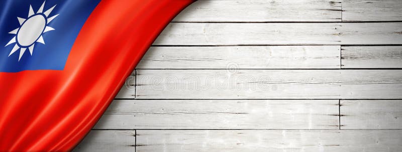 Taiwanese Flag on Old White Wall Banner Stock Illustration ...
