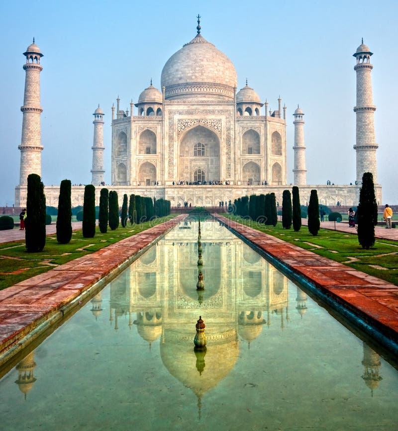 Taj Mahal, Agra, Uttar Pradesh, India. Stock Image - Image of golden ...