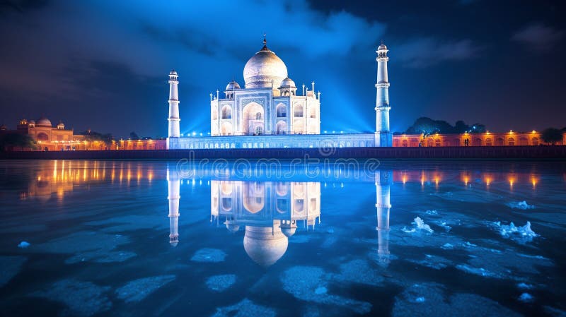 Taj Mahal AI Generated stock illustration. Illustration of light ...