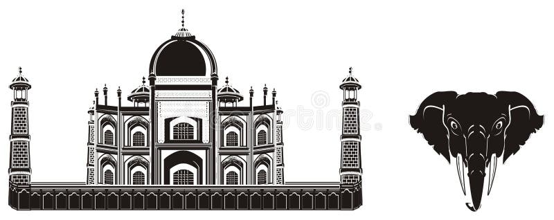 Taj mahal and animal stock illustration. Illustration of hindu - 92026173