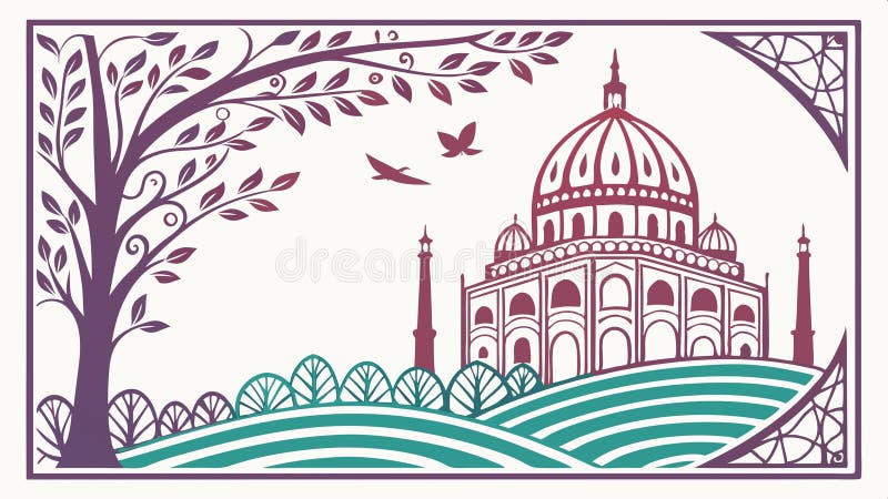 Taj Mahal Architectural Illustration Graphic Vector Design Generative ...