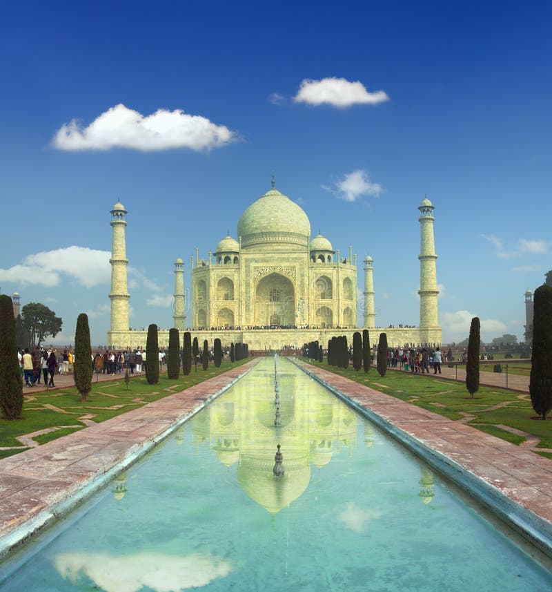 Taj Mahal - Famous Mausoleum in India Stock Image - Image of clouds ...