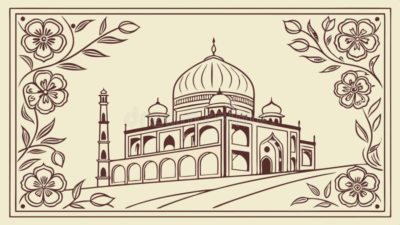 Taj Mahal Frame Design, Ornate Border , Indian Architecture Vector ...