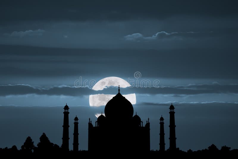 Taj Mahal Full Moon imagen de archivo. Imagen de cielo - 85956531