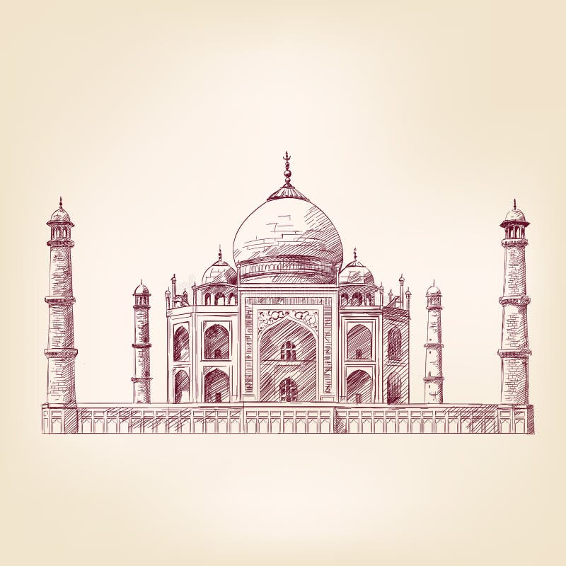 Taj Mahal, India Vector Illustration Stock Vector - Illustration of ...