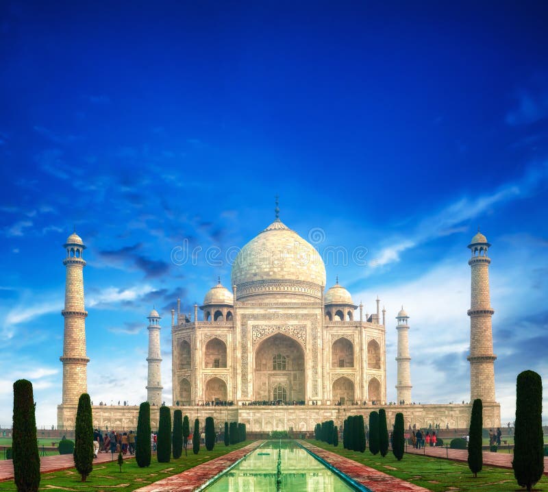 Indisk slott Taj Mahal fotografering för bildbyråer. Bild av ...