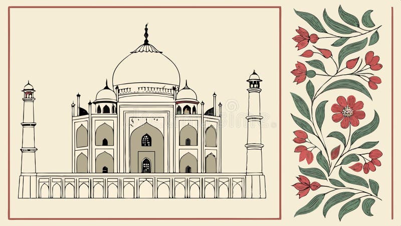 Taj Mahal Inspired Floral Frame, Decorative Vector Art Design Element ...