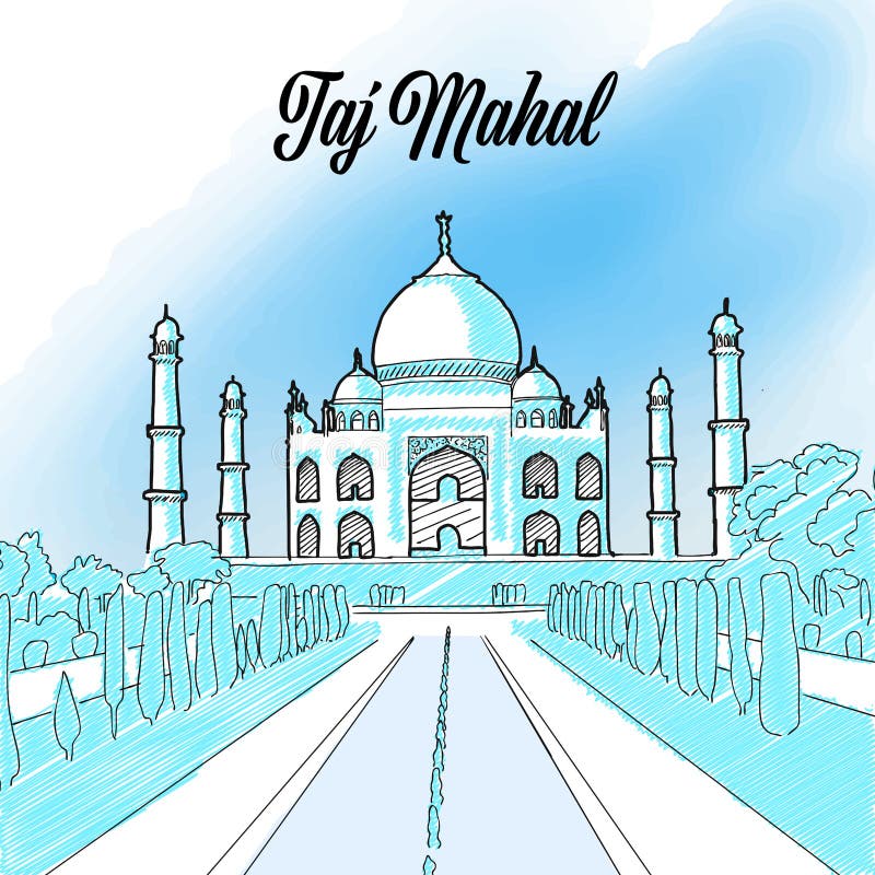 Taj Mahal Landmark Sketch ilustración del vector. Ilustración de museo ...