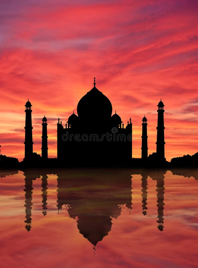 Taj Mahal sunset stock illustration. Illustration of famous - 8116066