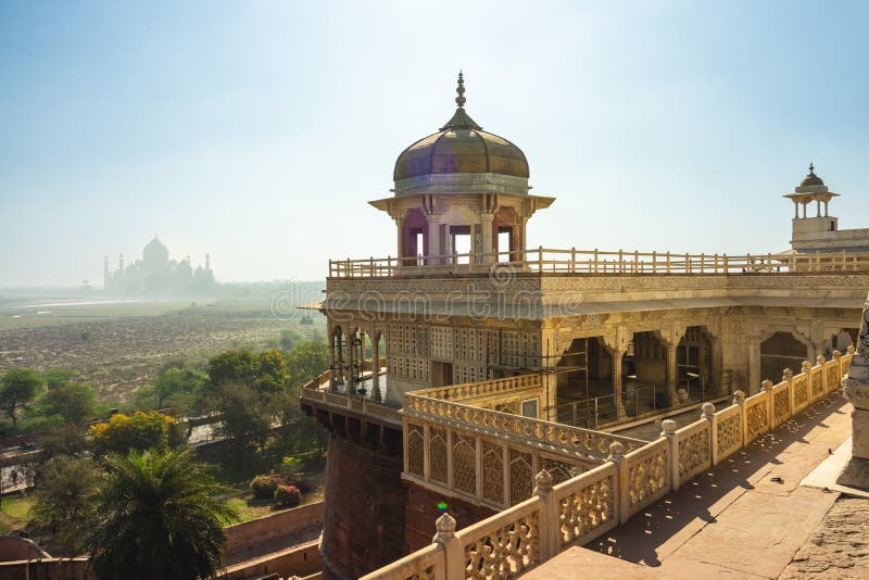 Taj Mahal View Over Agra Fort in Agra, India Stock Photo - Image of ...