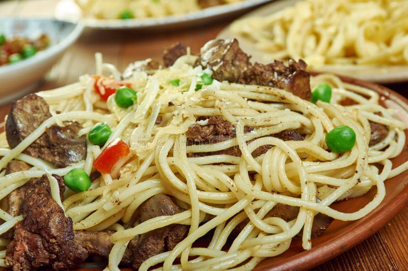 Tajarin with Chicken Liver Sugo Stock Photo - Image of cheese, grill ...