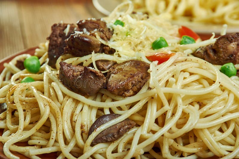 Tajarin with Chicken Liver Sugo Stock Photo - Image of macaroni, grill ...