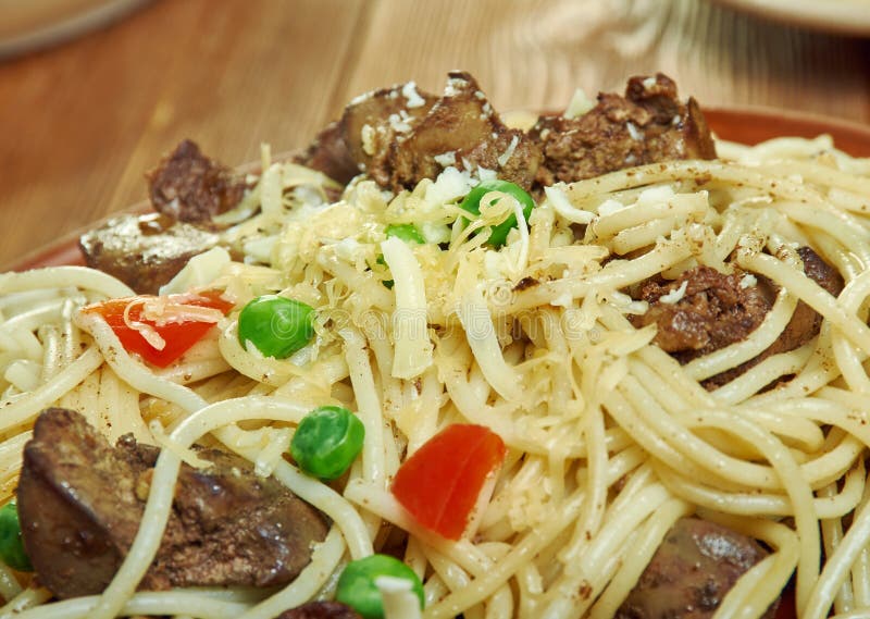 Tajarin with Chicken Liver Sugo Stock Photo - Image of grill, meat ...