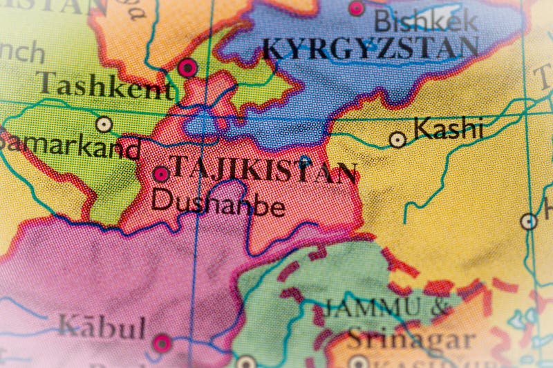 Tajikistan Highlighted on a World Map Stock Image - Image of atlas ...
