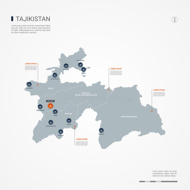 Tajikistan Infographic Map Vector Illustration. Stock Vector ...