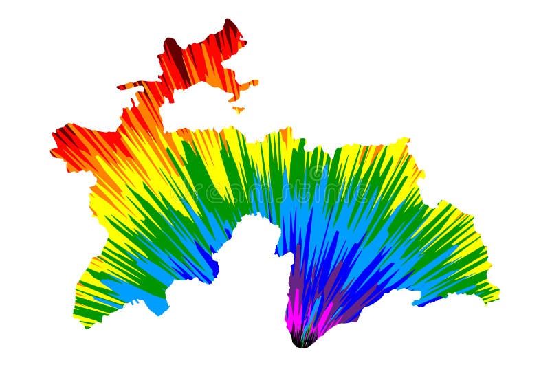 Tajikistan Map Is Designed Rainbow Abstract Colorful Pattern