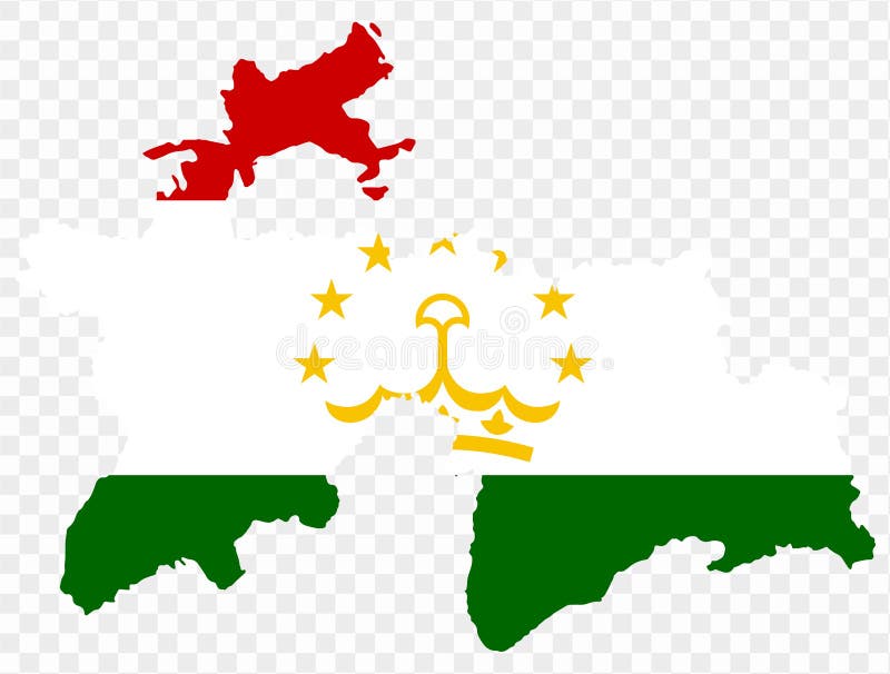 Tajikistan Map Flag Isolated on Png or Transparent Background Vector Illustration Stock Vector ...
