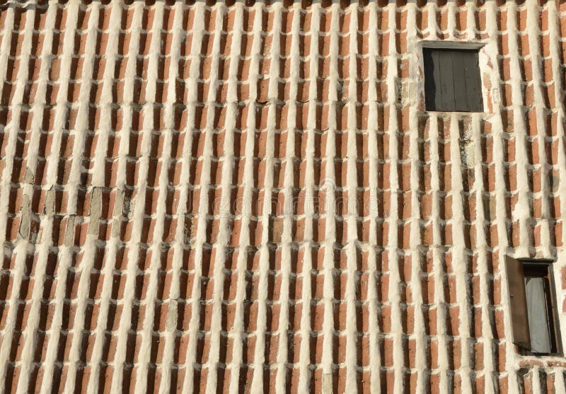 Tak Av Inverterade Tegelplattor Arkivfoto - Bild av traditionellt ...
