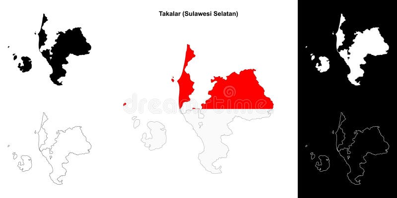 Takalar outline map stock vector. Illustration of selatan - 356965564