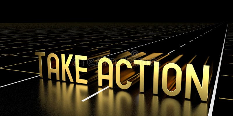 Take Action Concept, Road - 3D Rendering Stock Illustration ...