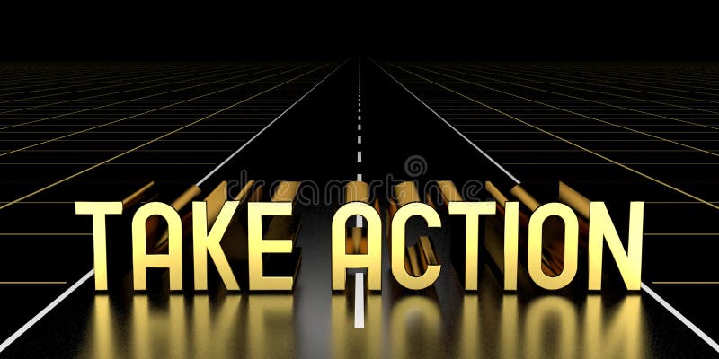 Take Action Concept, Road - 3D Rendering Stock Illustration ...