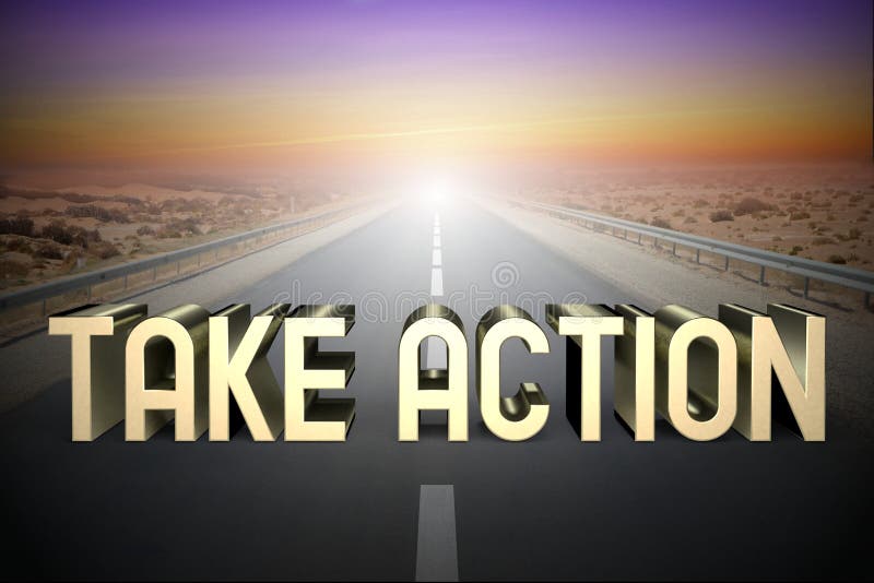 Take Action Concept, Road - 3D Rendering Stock Illustration ...