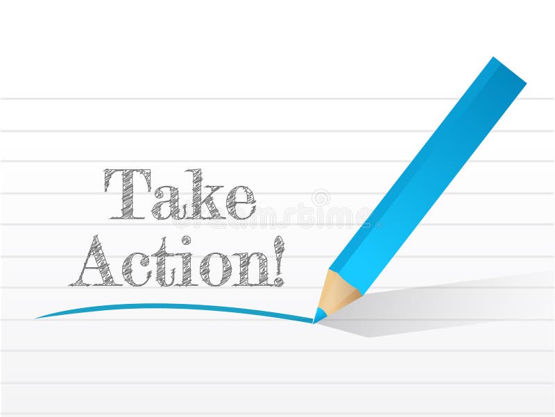Take Action Message Written on a Notepad Stock Illustration ...