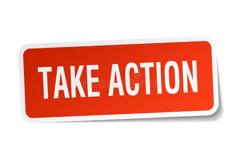 Take action square sticker stock vector. Illustration of white - 95268317
