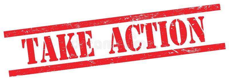 TAKE ACTION Text on Red Grungy Rectangle Stamp Stock Illustration ...